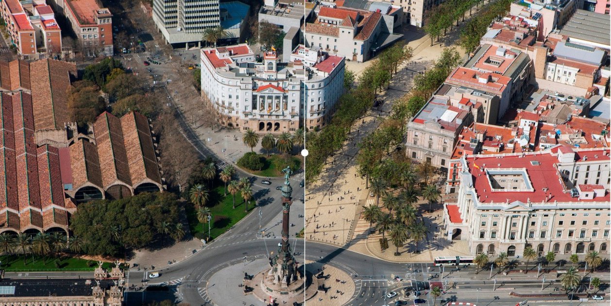 Changes to La Rambla: before and after
