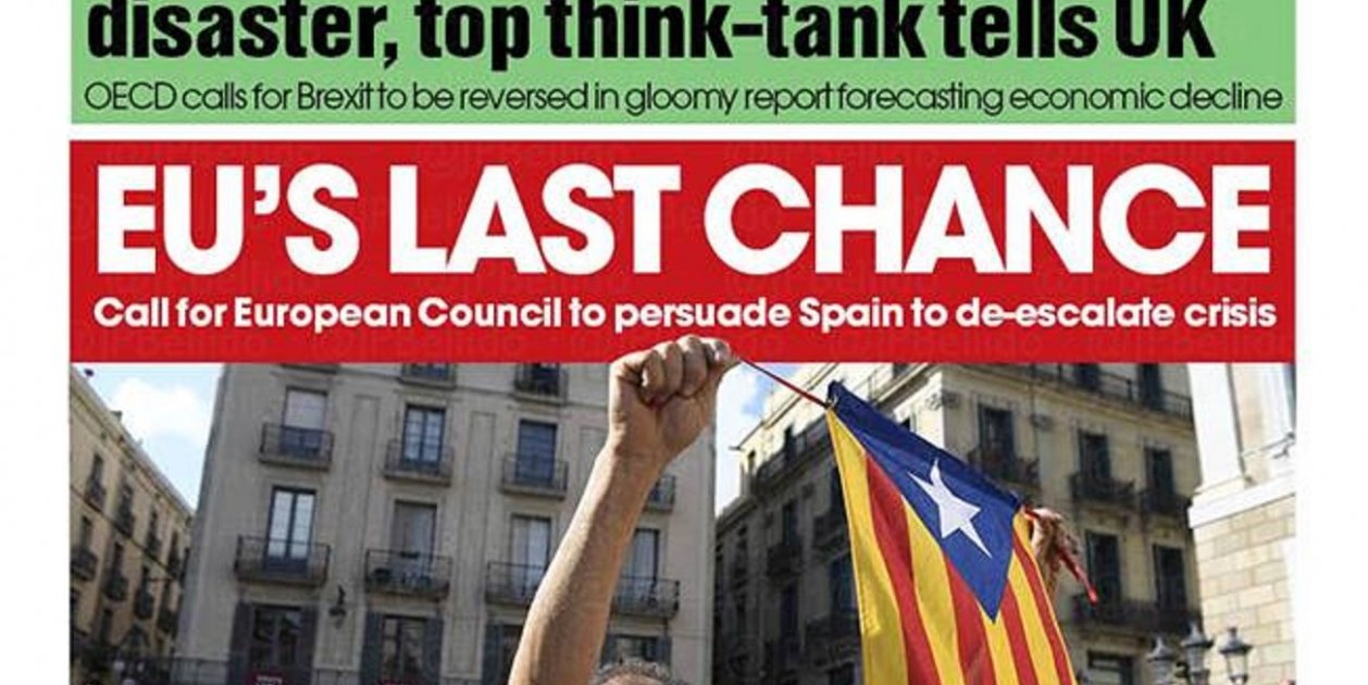 'The National' front page: "EU's last chance" over Catalonia