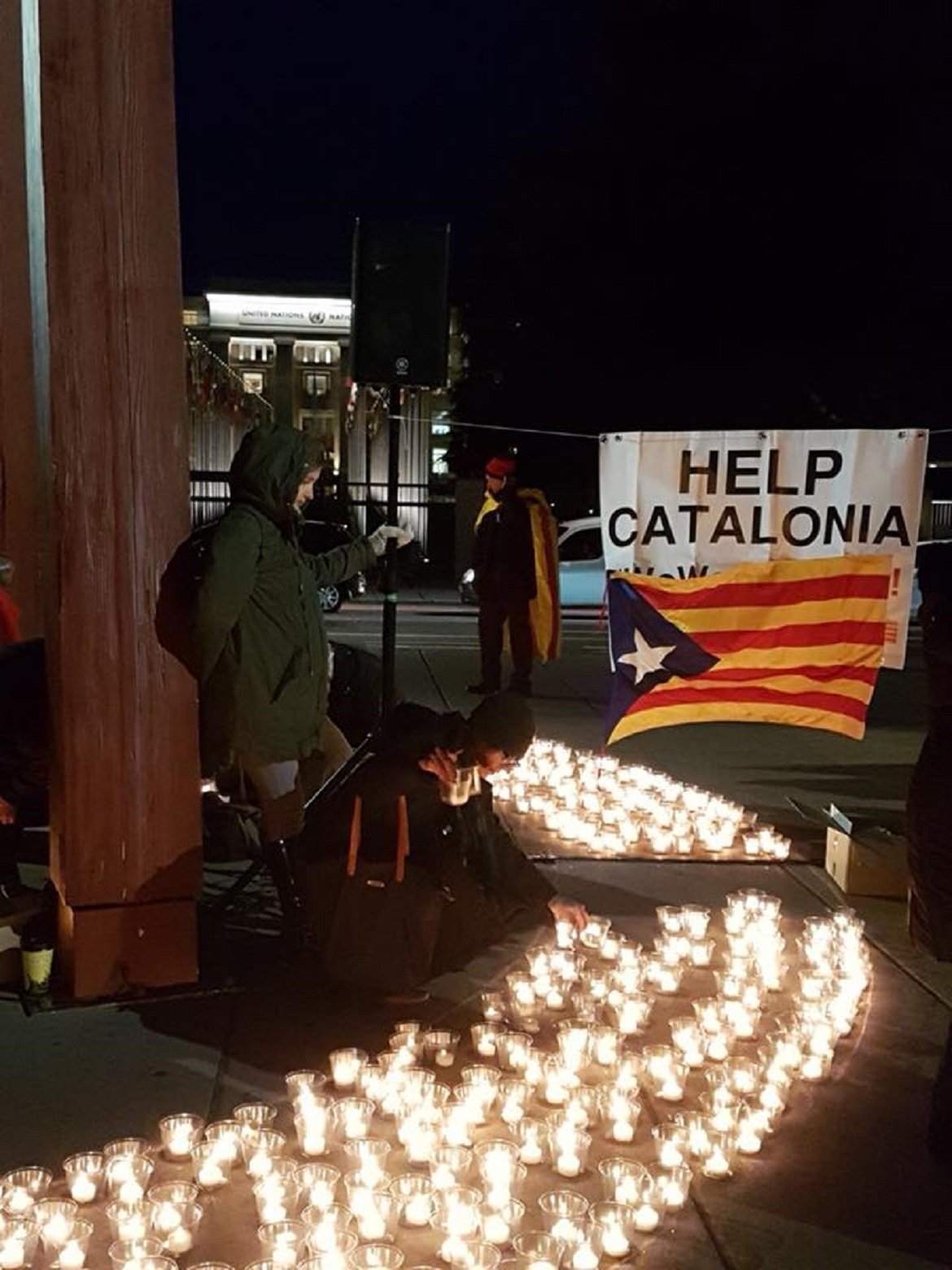 Demonstration against police repression in Catalonia at UN