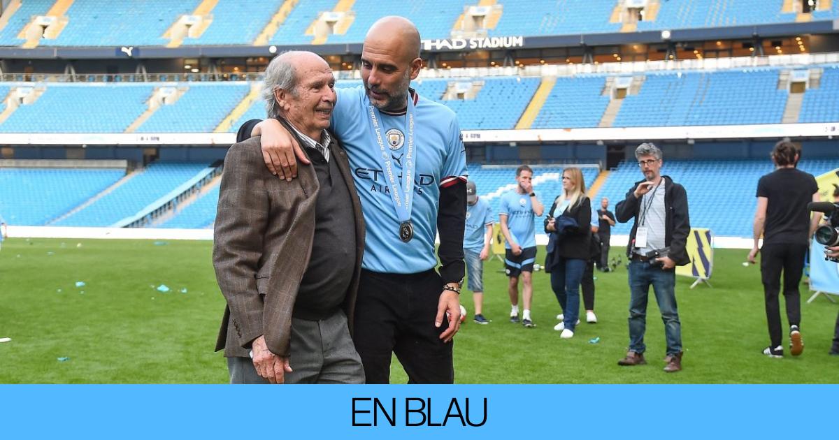 Pep Guardiola emocionado campeón con su padre y sus hijas Maria y ...