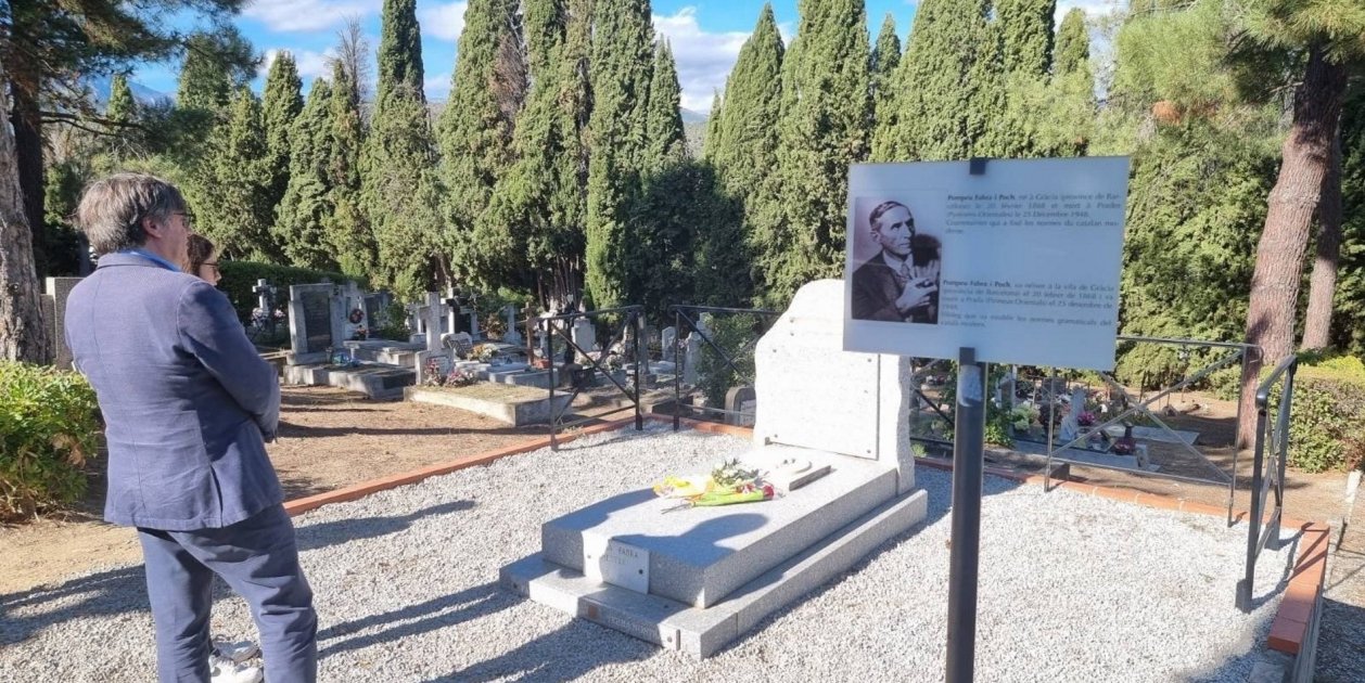 El homenaje de Carles Puigdemont a Pompeu Fabra en Prada