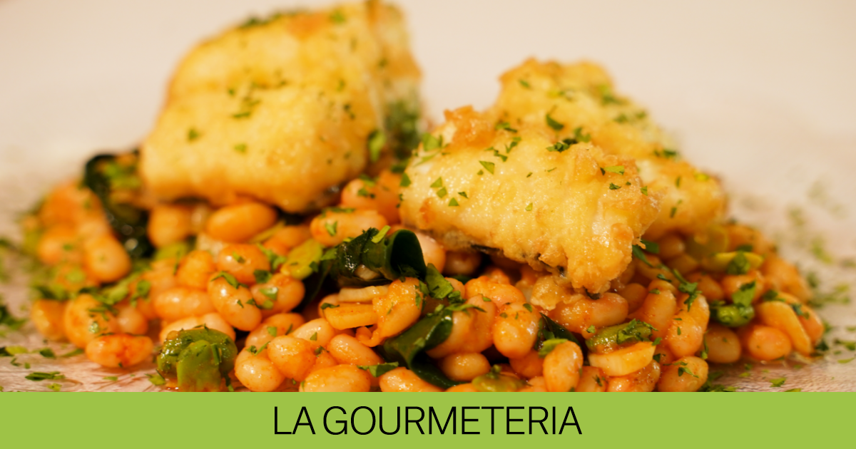 Un bacalao frito con judías de rechupete