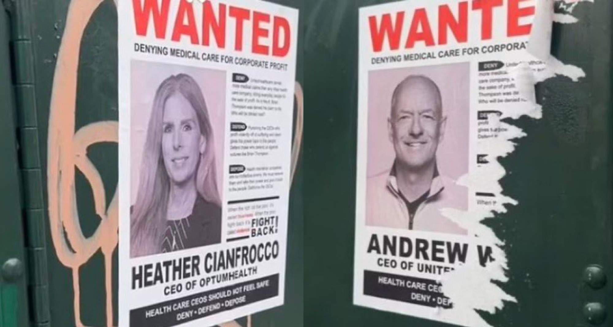 Carteles de "se busca" de CEOs en Nueva York después del asesinato del ...